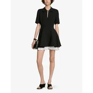Sandro Contrast Skater Woven Mini Dress