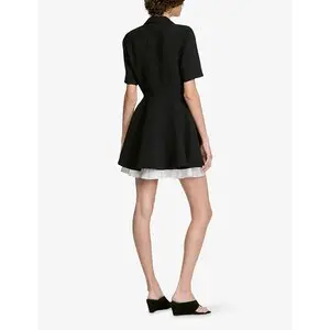 Sandro Contrast Skater Woven Mini Dress