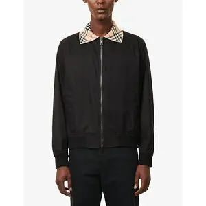 Burberry Glenfields Cotton Harrington Jacket With Signature Check Collar