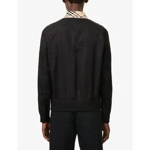 Burberry Glenfields Cotton Harrington Jacket With Signature Check Collar