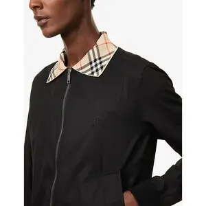 Burberry Glenfields Cotton Harrington Jacket With Signature Check Collar