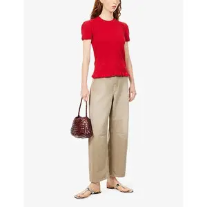 ME+EM Smocked Slim-fit Knitted Cotton-blend T-shirt