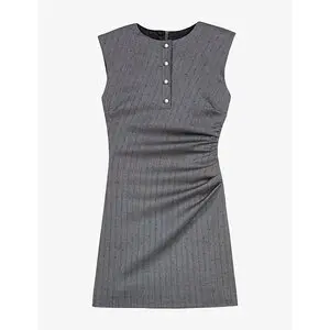 Maje Tailored Rhinestone-embellished Stretch-woven Mini Dress - Grey