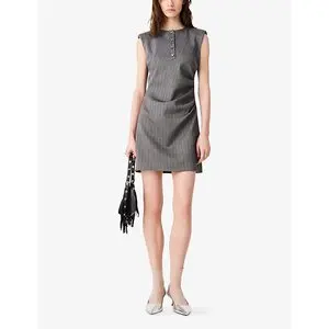 Maje Tailored Rhinestone-embellished Stretch-woven Mini Dress