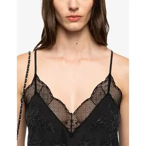 Zadig&Voltaire Christy Bead-embellished Silk Cami Top