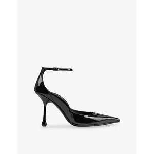 JIMMY CHOO Quinci 95 Embossed Patent Leather Heels - Black