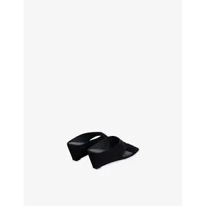 Sandro Suede Toe-post Wedge Sandals - Black