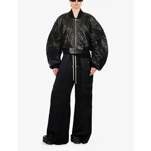 Rick Owens Secchia Cropped Leather Bomber Jacket