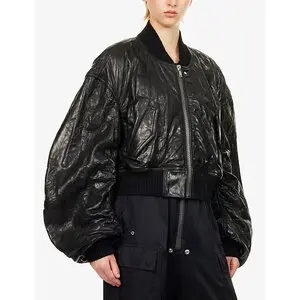 Rick Owens Secchia Cropped Leather Bomber Jacket