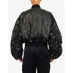 Rick Owens Secchia Cropped Leather Bomber Jacket