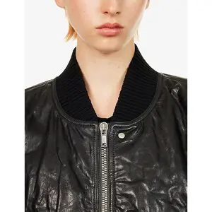 Rick Owens Secchia Cropped Leather Bomber Jacket