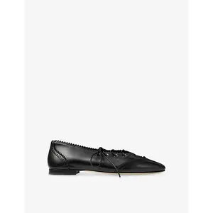 JIMMY CHOO Margot Lace-up Leather Ballet Flats - Black/black