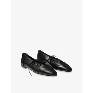 JIMMY CHOO Margot Lace-up Leather Ballet Flats