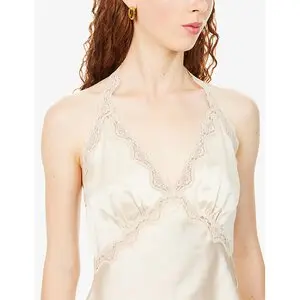 REFORMATION Monica Halterneck Silk Top
