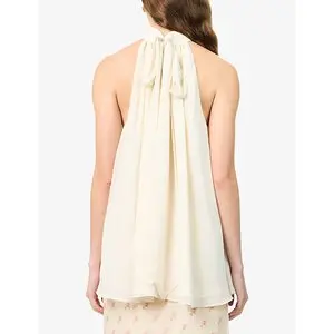 ROTATE BY BIRGER CHRISTENSEN Halterneck Front-slit Chiffon Top