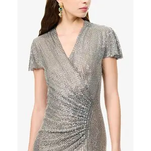 SELF-PORTRAIT Rhinestone Embellished V-neck Maxi Dress