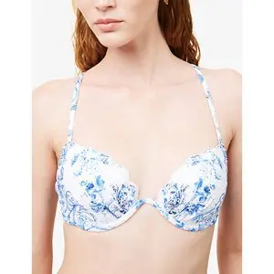 Camilla Moulded Cup Bikini Top With Floral Embroidery