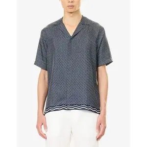 Orlebar Brown Maitan Graphic-pattern Silk Shirt Xxl