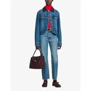Sandro Leather-collar Denim Jacket