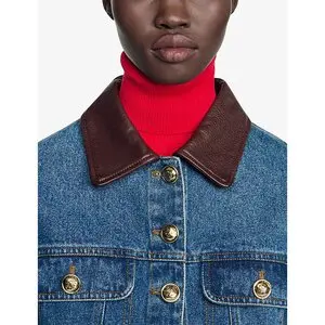 Sandro Leather-collar Denim Jacket