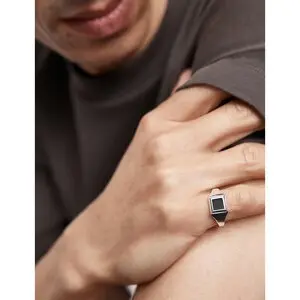 Monica Vinader Signature Signet Sterling And Onyx Ring