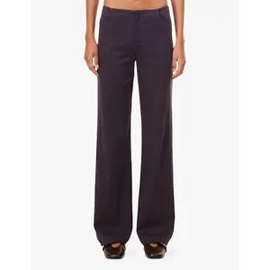 PEACHY DEN Twiggy Straight-leg Stretch-cotton Trousers