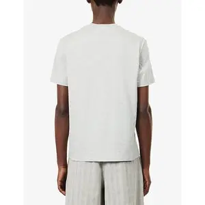 AMI Paris Logo-embroidered Cotton T-shirt - Gris Cendre Chine