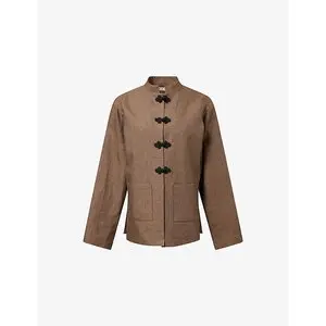 ROHE FRAMES Pankou Knotted Linen Jacket - Brown Melange