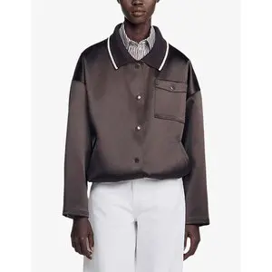 Sandro Polo Collar Satin-look Jacket