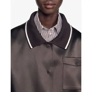 Sandro Polo Collar Satin-look Jacket