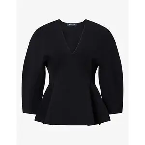 ASHLYN V-neck Knitted Peplum Top