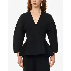 ASHLYN V-neck Knitted Peplum Top