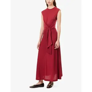 ME+EM Sleeveless Tie-front Cotton-jersey Maxi Dress