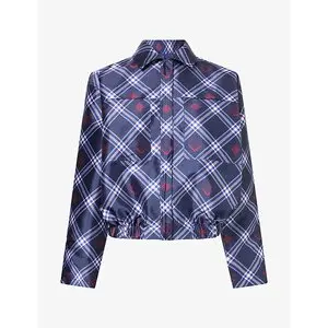 ARAM Checked Brand-print Shell Bomber Jacket