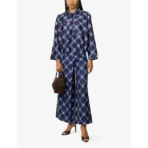 ARAM Checked Brand-print Shell Bomber Jacket
