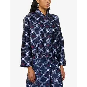 ARAM Checked Brand-print Shell Bomber Jacket