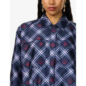 ARAM Checked Brand-print Shell Bomber Jacket