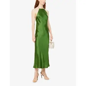 REFORMATION Maripaz Halterneck Silk Midi Dress