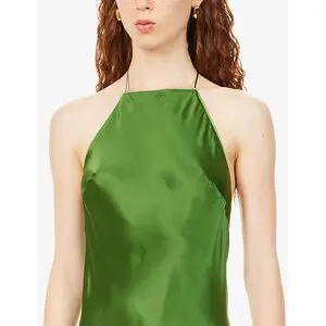 REFORMATION Maripaz Halterneck Silk Midi Dress