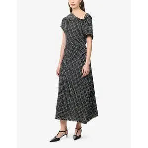 Erdem Asymmetric Checked Cotton-blend Maxi Dress