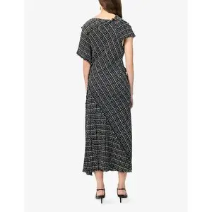 Erdem Asymmetric Checked Cotton-blend Maxi Dress