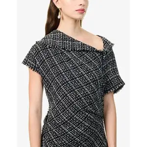 Erdem Asymmetric Checked Cotton-blend Maxi Dress
