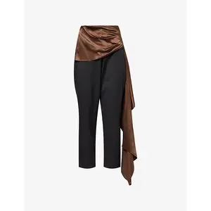 ABADIA Draped-scarf Cropped Wool-blend Trousers