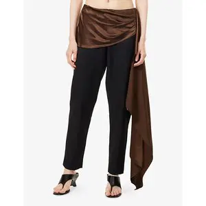ABADIA Draped-scarf Cropped Wool-blend Trousers