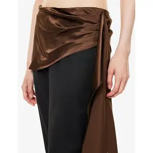 ABADIA Draped-scarf Cropped Wool-blend Trousers