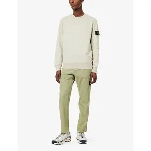 Stone Island 51 Crewneck Logo-patch Cotton Sweatshirt - Sand