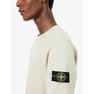 Stone Island 51 Crewneck Logo-patch Cotton Sweatshirt - Sand