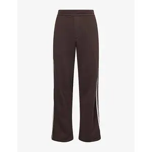 Emporio Armani Striped-trim Logo-trim Cotton Jogging Bottoms - Black Coffee