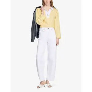 Sandro Striped Long-sleeve Cotton Top