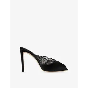 JIMMY CHOO Brigitte 100 Lace Mules - Black/black